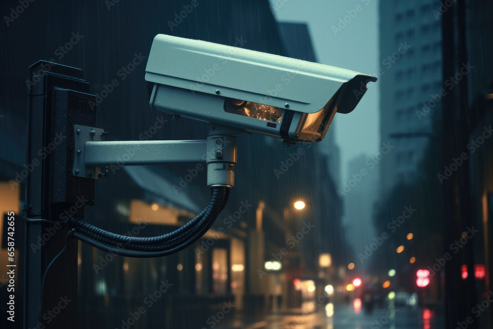 This modern CCTV surveillance system, equipped with electronic cameras ...