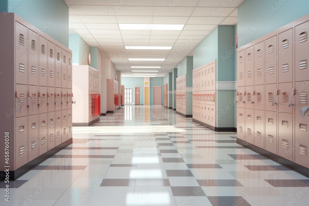 High school hallway with lockers. Education classroom Stock Photo ...