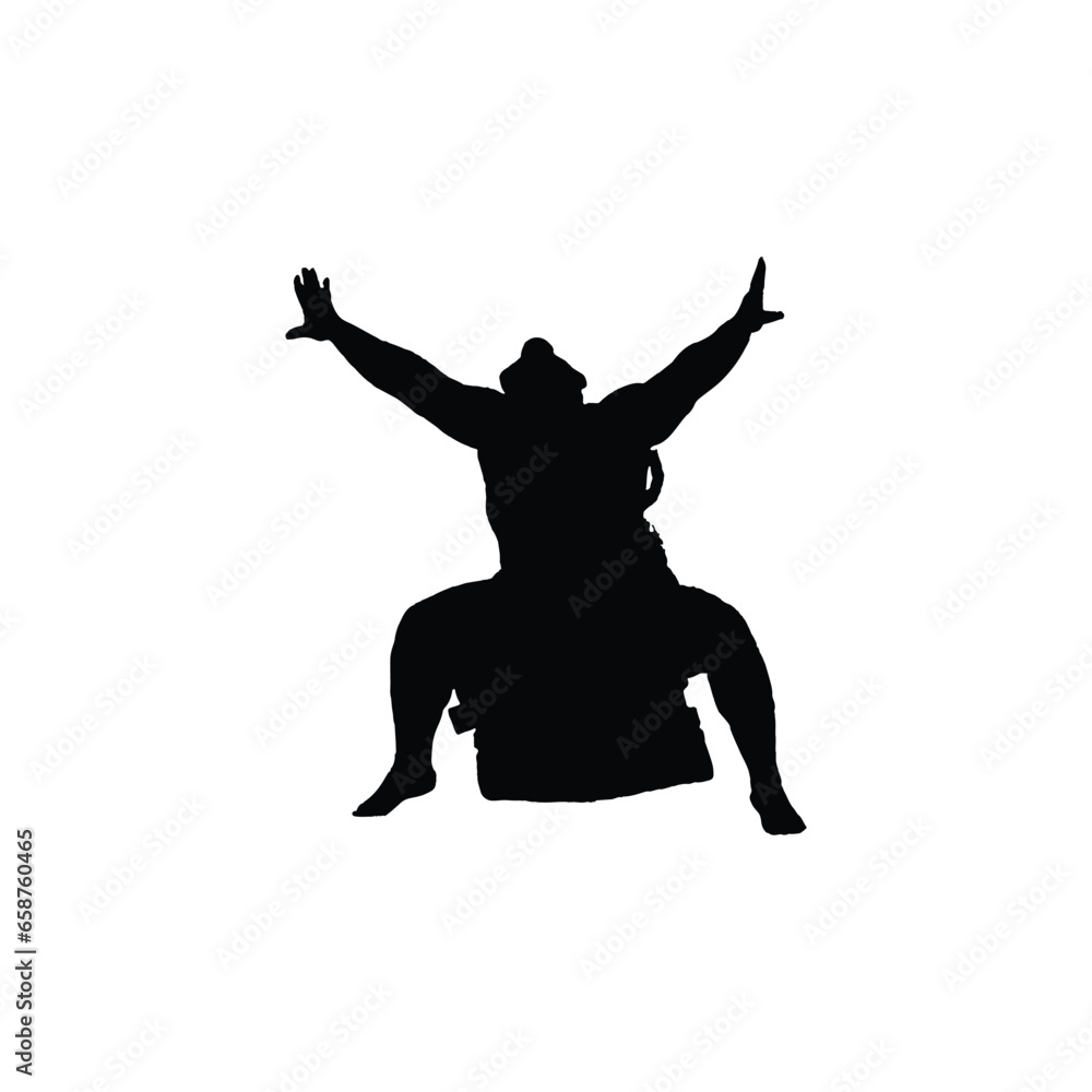 Sumo wrestler icon. Simple style sumo lessons course poster background ...