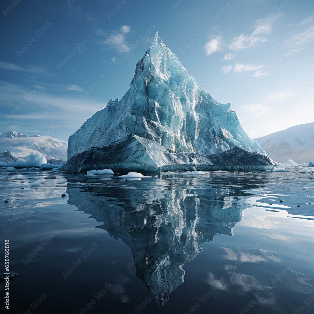 Antarctica and Arctic, glaciers and snowy landscape. Glacial retreat ...