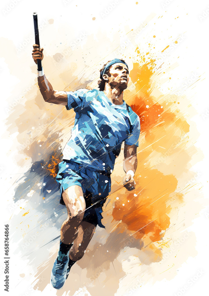 Abstract watercolor illustration of relay running, a branch of ...