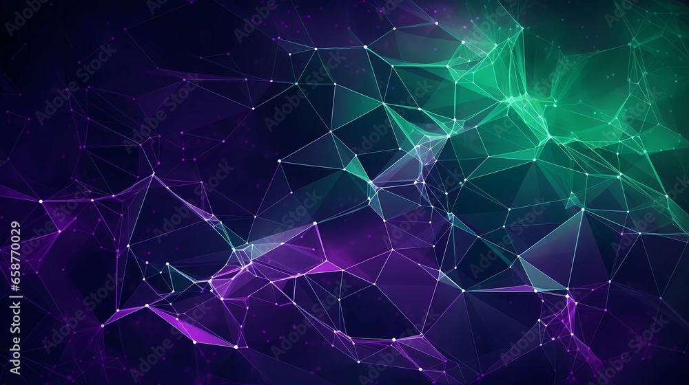 Plexus Violet Green Digital Desktop Wallpaper HD 4K Network Nodes Lines ...