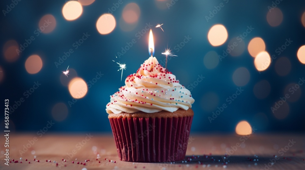 The visual appeal of a celebratory cupcake with a flickering candle ...