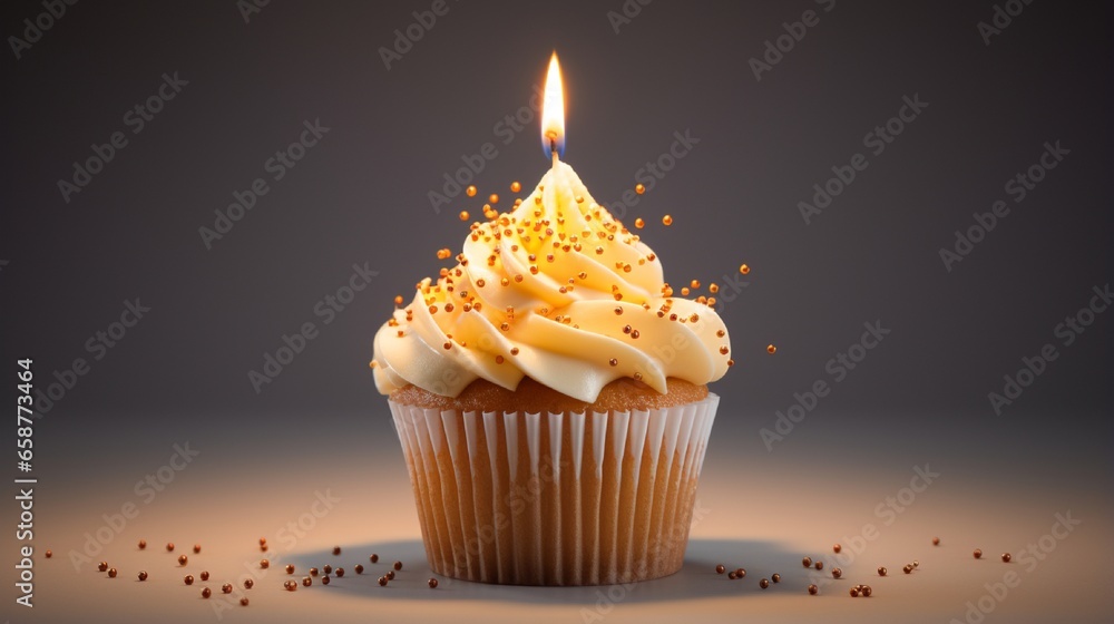 The visual appeal of a celebratory cupcake with a flickering candle ...