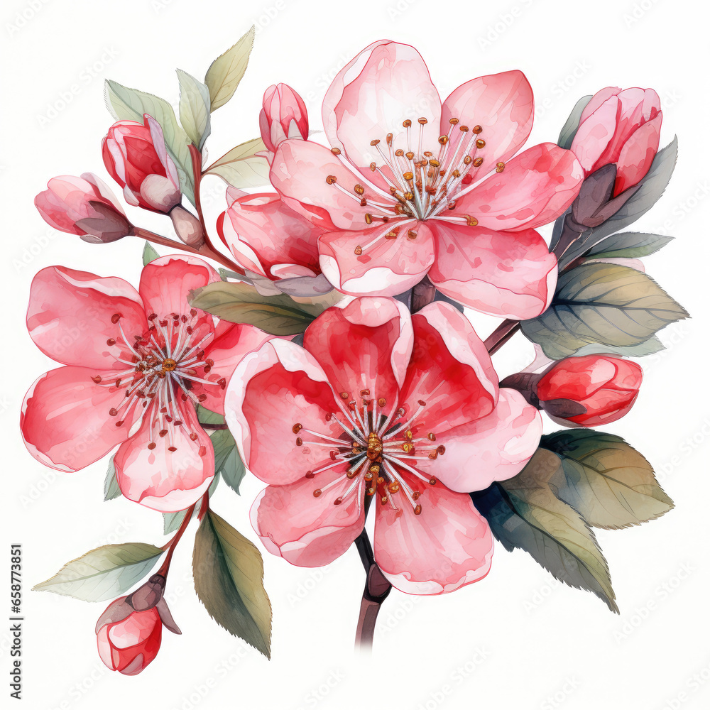 watercolor Apple blossom clipart, generative ai Stock Illustration ...