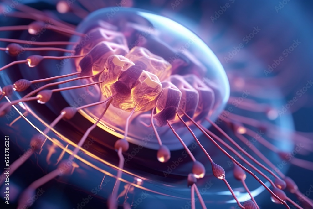 Futuristic medical technologies. 3D illustration of neurons in the ...