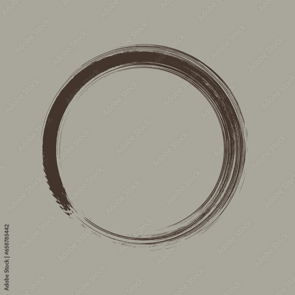 Brown grunge circle Zen shape Vector illustration. Color enso zen ...