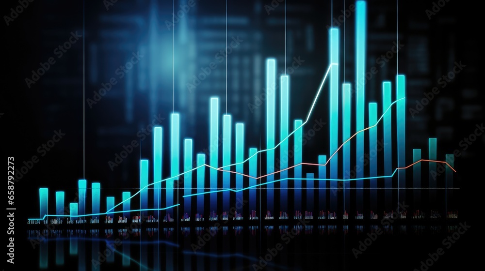 Sharp-focused line chart displaying upward trending data, showcasing ...