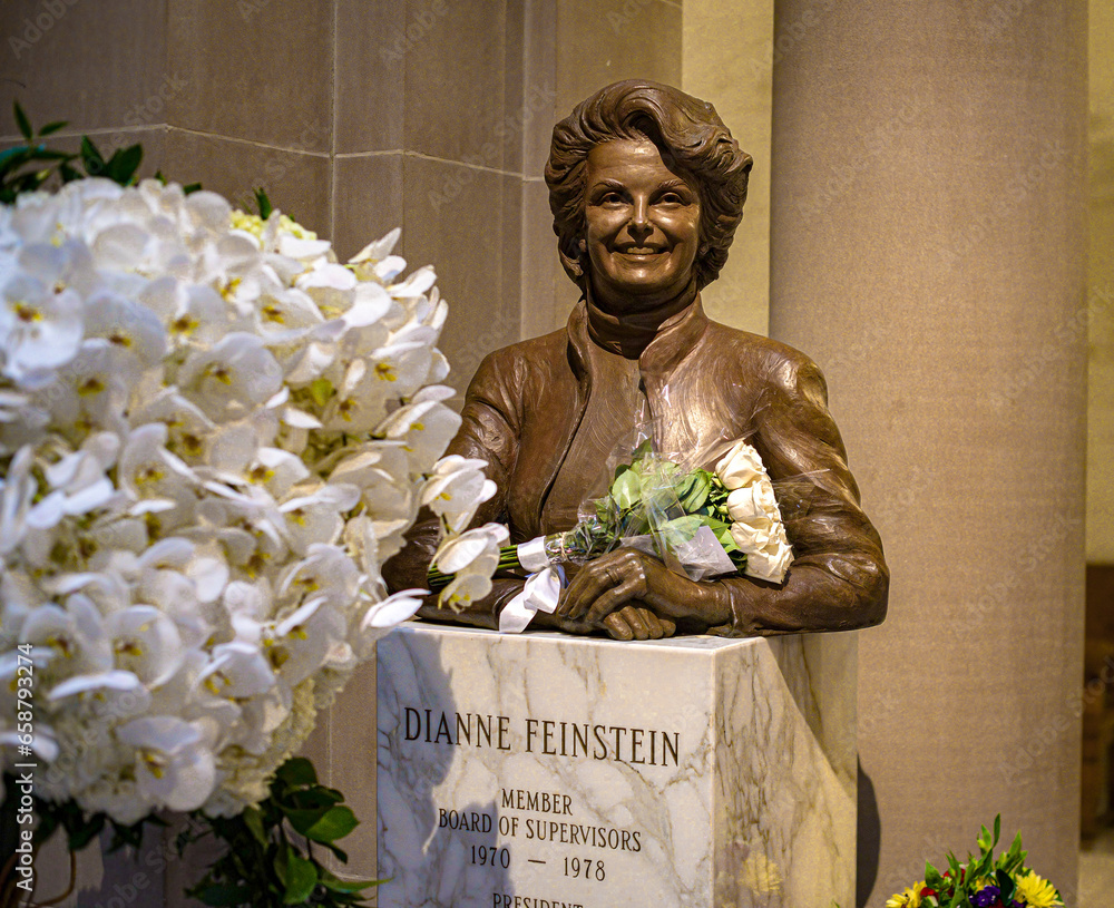 A photo of the bronze bust of Senator and former San Francisco mayor ...