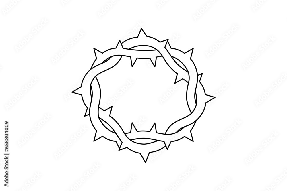 Crown of thorns line silhouette. Vector minimalist linear illustration ...