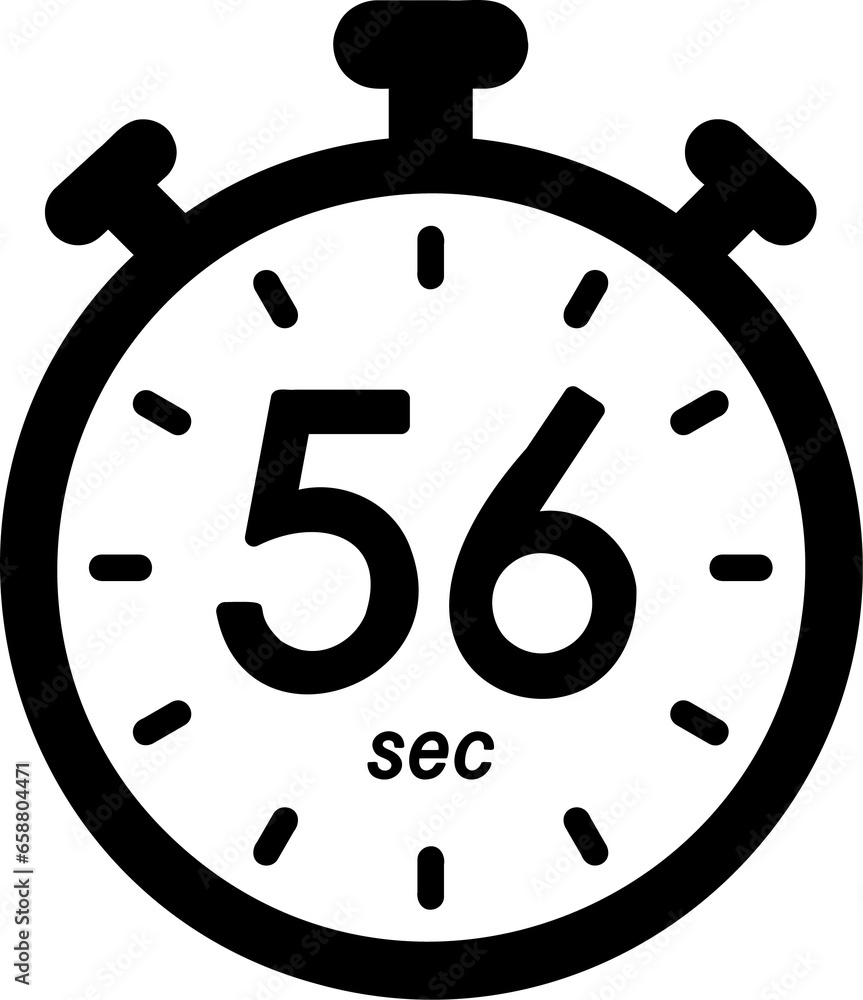 fifty six seconds stopwatch icon, timer symbol, 56 sec waiting time ...