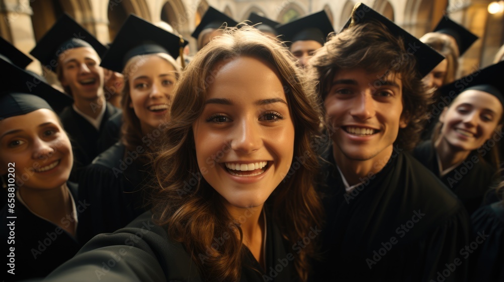 Happy time graduation, university institute school, graduation mantle ...