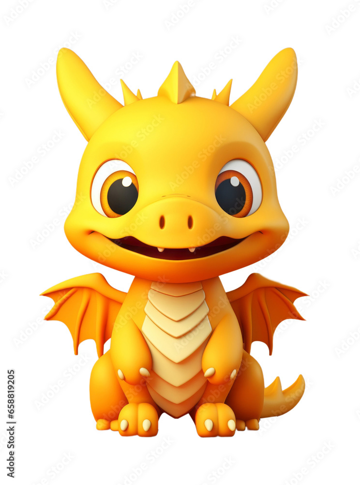 Cute little fire dragon creative minimal 3d style isolated white ...