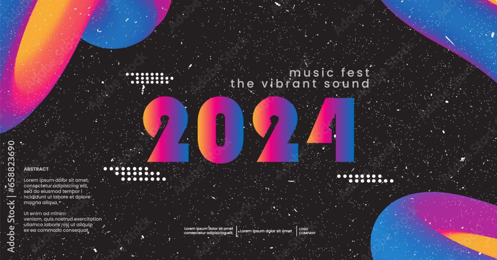 Lively 2024 sound wave music poster. Club party flyer. Electronic Music ...