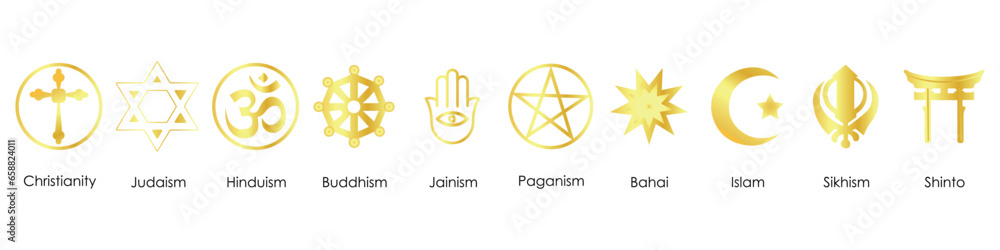 Symbols of different religions on white background Stock Vector | Adobe ...