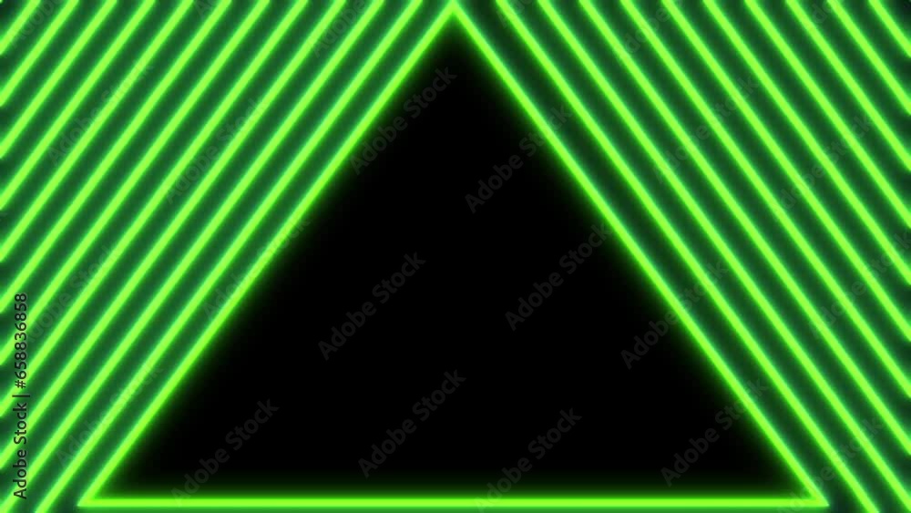 Animation of a green neon triangle appearing on a black screen. Stock ...