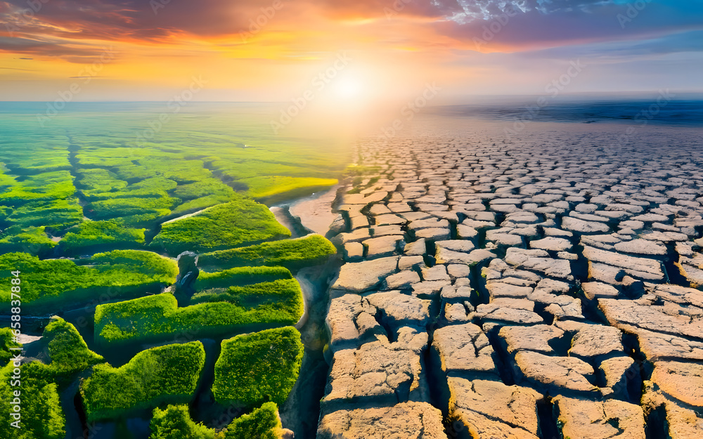 Climate change field with changing environment. Global Warming and ...