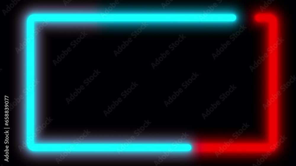 Rotating a red and blue rectangle on a black screen. Stock animation of ...