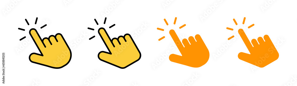 Hand click icon set for web and mobile app. pointer sign and symbol ...