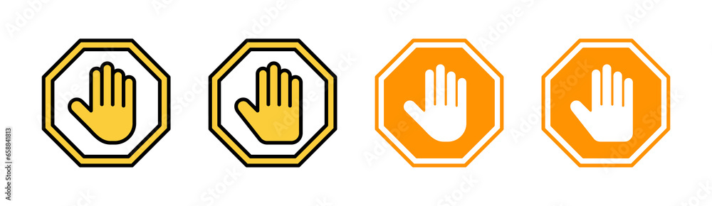 Stop icon set for web and mobile app. stop road sign. hand stop sign ...