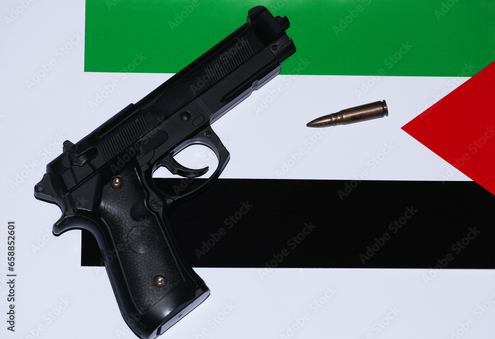 Conflict between Israel and Palestine. The picture with the Palestinian ...