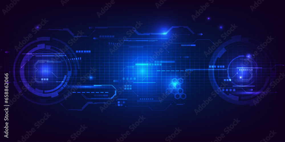 Vector illustrations of digital HUD and hi tech element.Abstract blue ...