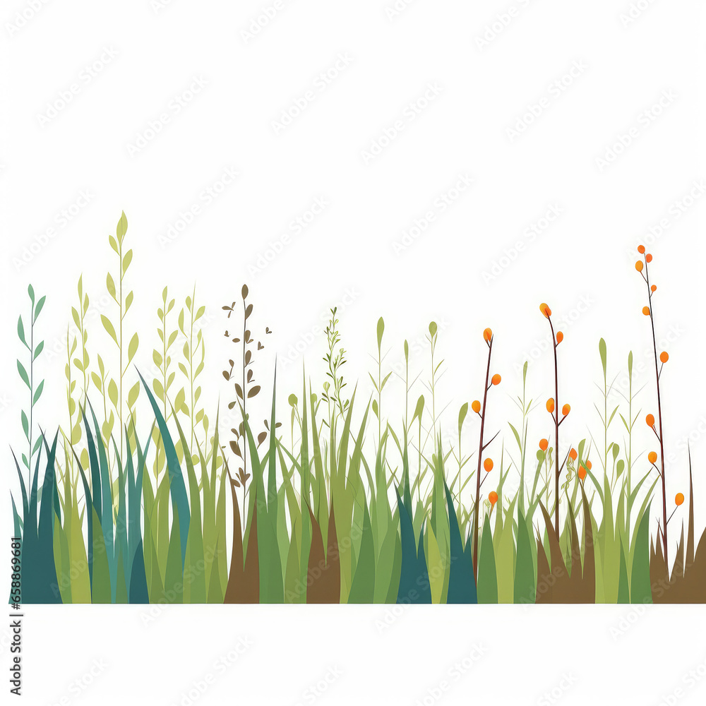 Grass Cartoon Illustration - Whimsical and Colorful Nature Art Stock ...