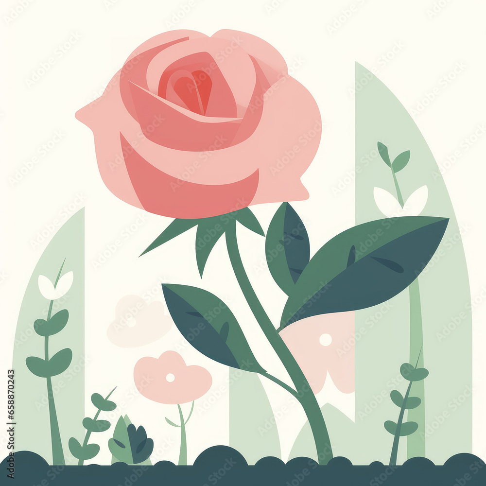 Rose Cartoon Illustration - An Artistic Blossom of Elegance and Charm ...
