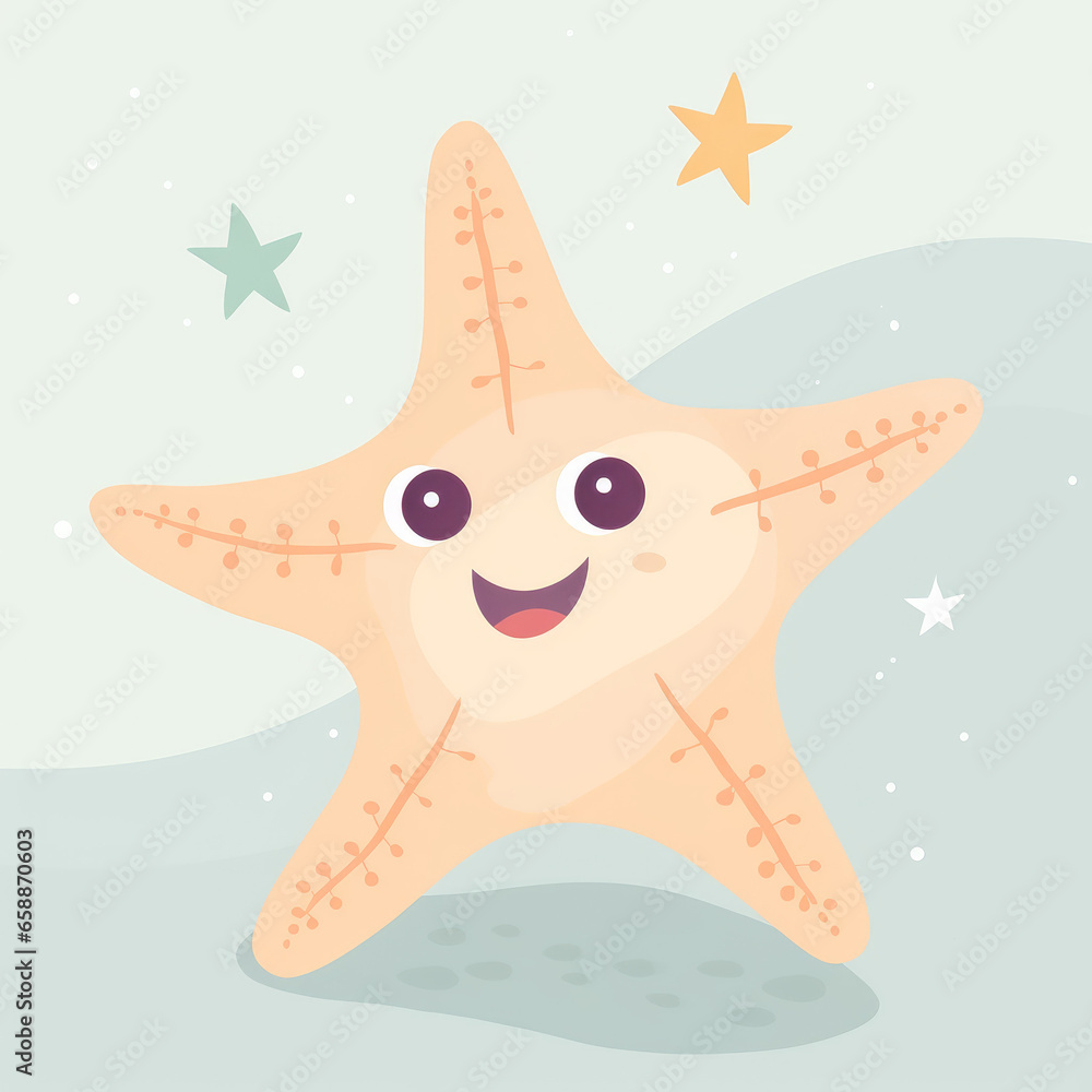 Stars Cartoon Illustration - Whimsical Starry Night Sky with Celestial ...