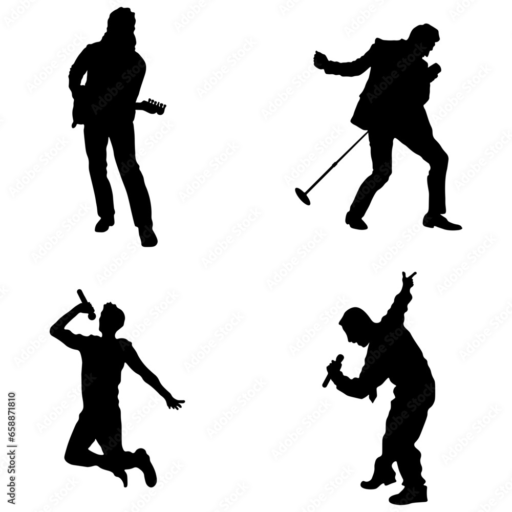 Singer Pose Silhouette Collection. Flat Design. Vector Illustration ...