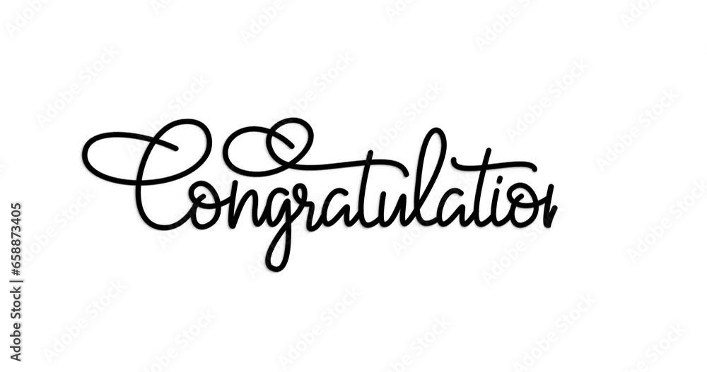 Congratulations. Animation of handwritten text in 4 clips of different ...