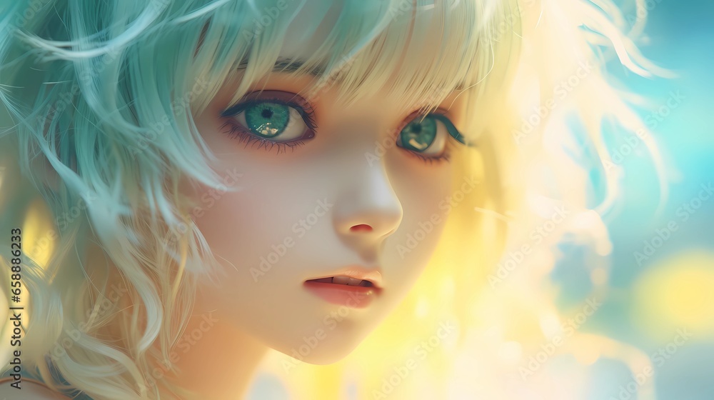 Cartoon Artistic Anime Girl Woman Female Human Portrait.Character ...