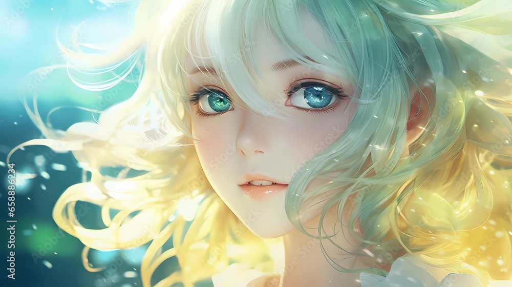 Cartoon Artistic Anime Girl Woman Female Human Portrait.Character ...