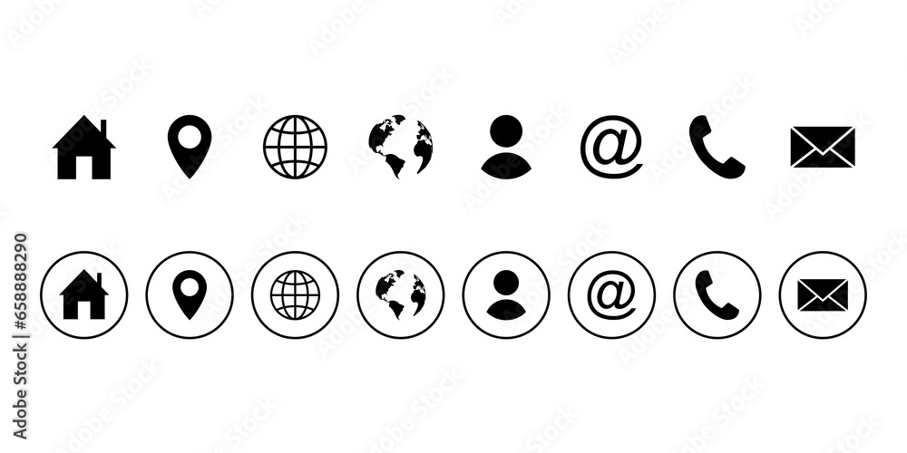 Web icon, contact us icon, blog, address, location, email, phone, and ...