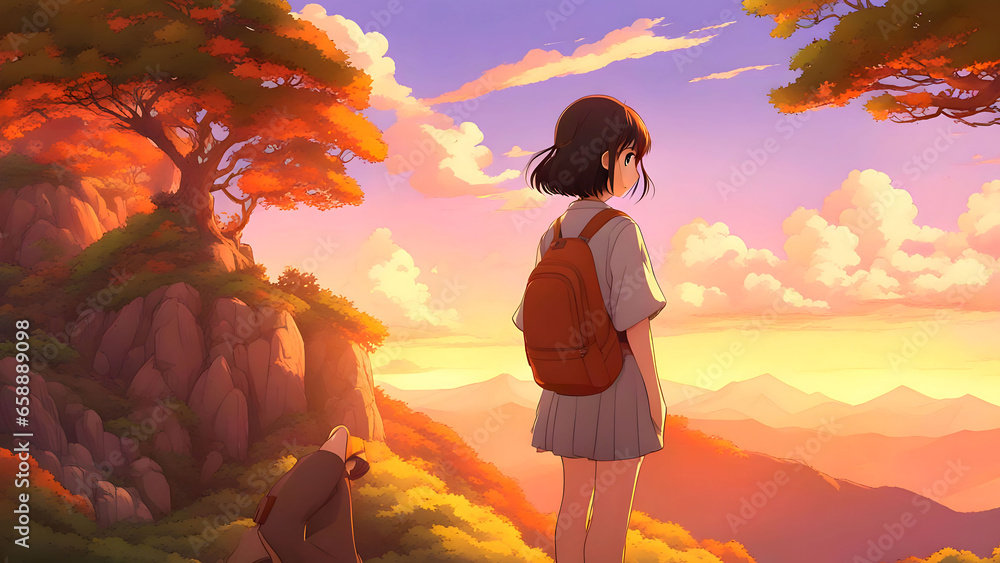 Lo-fi girl with scenery, music video thumbnail, anime wallpaper ...
