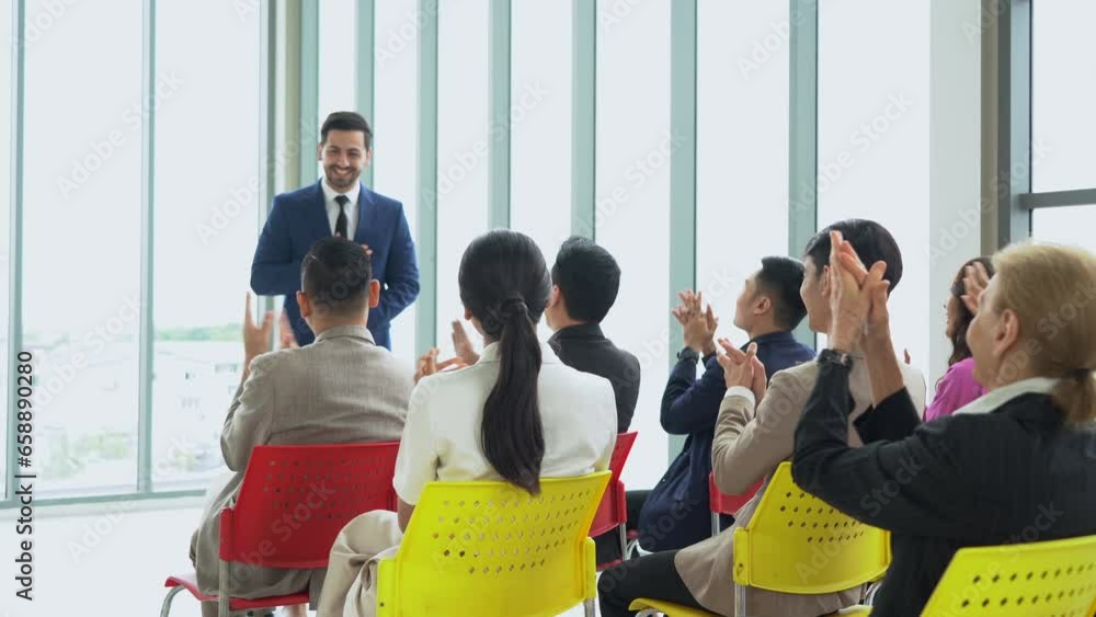 group of diversity business people clapping hands welcome middle ...
