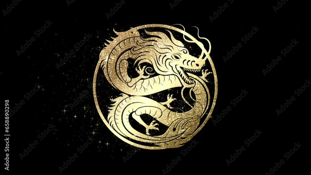 Chinese zodiac year of the Dragon astrological sign loop glittering ...