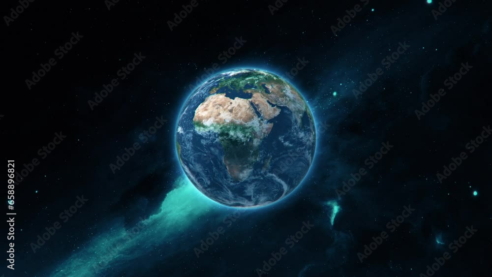 Earth in space with HUD interface elements. Planet Earth with hologram ...