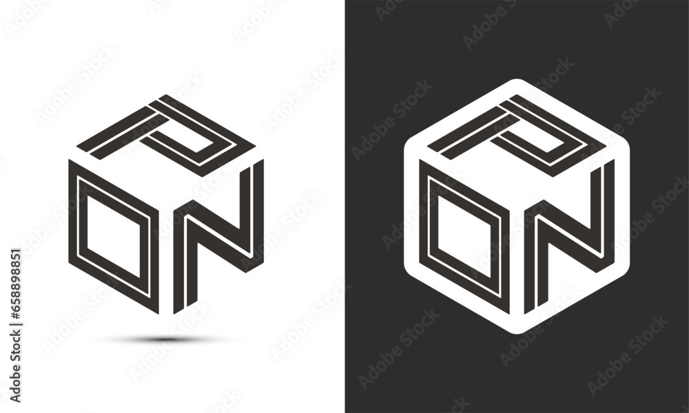 PON letter logo design with illustrator cube logo, vector logo modern ...