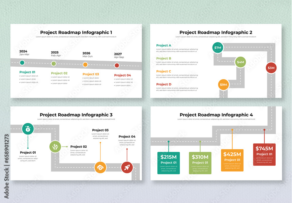 Project Roadmap Infographic Design Stock Template | Adobe Stock