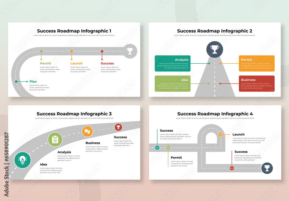 Success Roadmap Infographic Design Stock Template | Adobe Stock