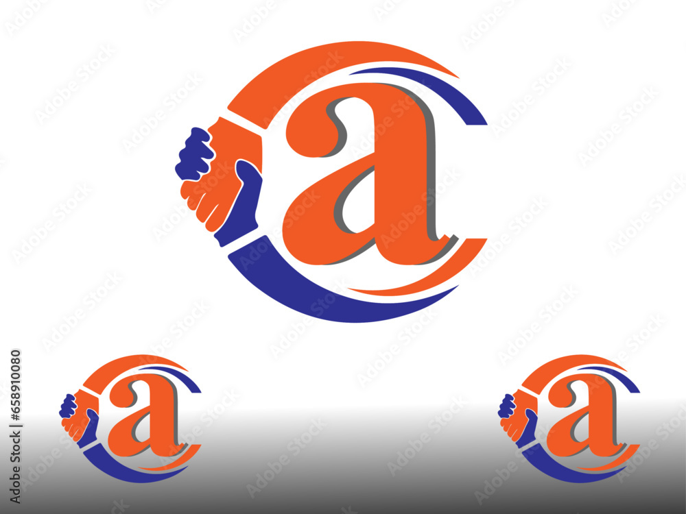 hand shake logo with a,successful meeting logo,team logo,people care ...