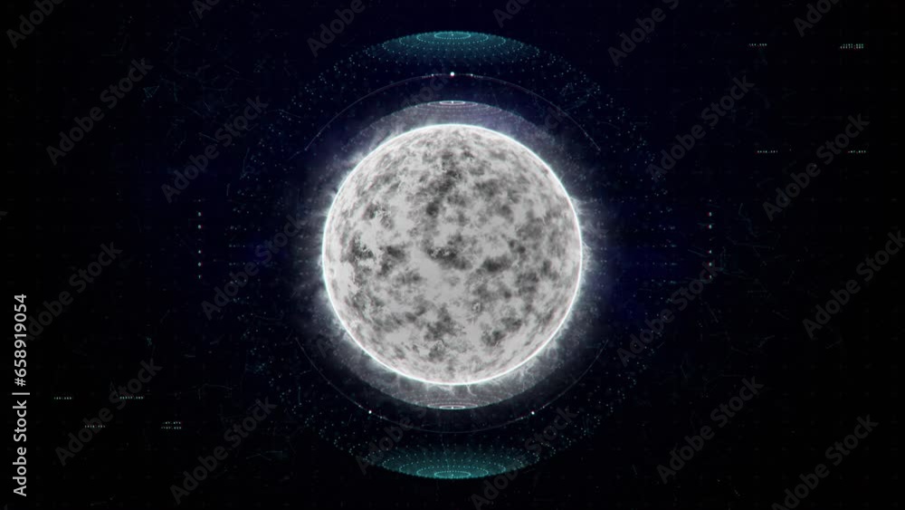 Futuristic flaming white star with HUD interface. High tech burning ...