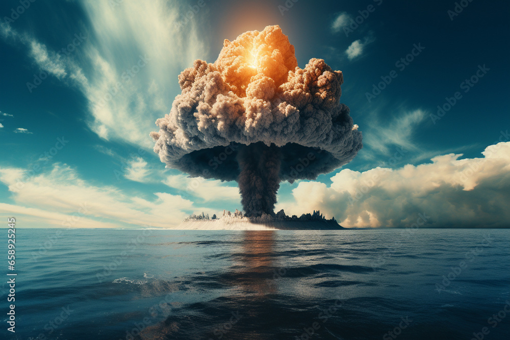 thermonuclear explosion. generative ai. nuclear mushroom. threat of ...