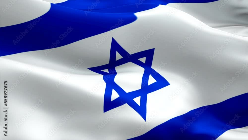 Israel flag. National 3d Israeli flag waving. Israel flag Closeup 1080p ...