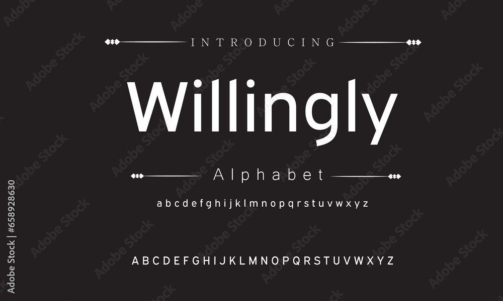 Vetor de Willingly Modern Bold Font. Sans Serif Font. Regular Italic ...