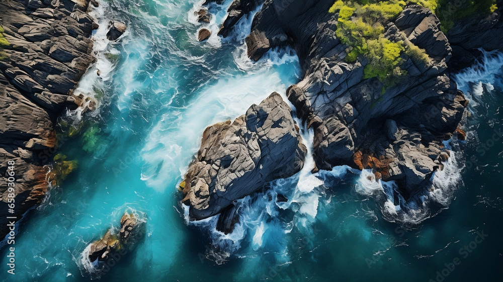 Ocean Blue Tides Tidal Waves Sea Shore Granite Rocks Limestones Erosion ...