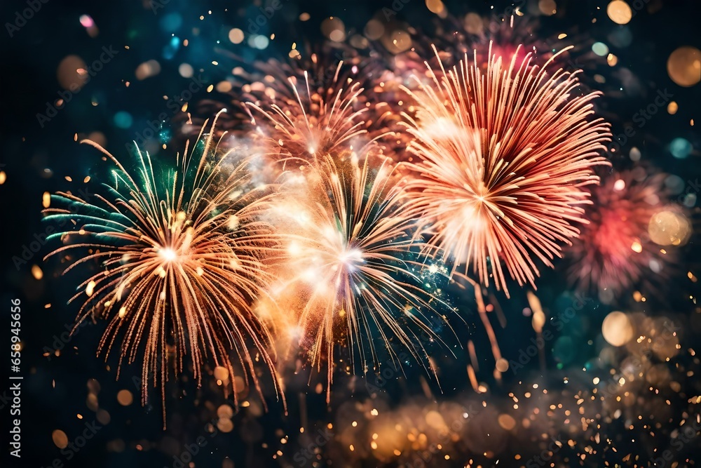 Purple fireworks trail in the night sky in Spain black celebrate ...