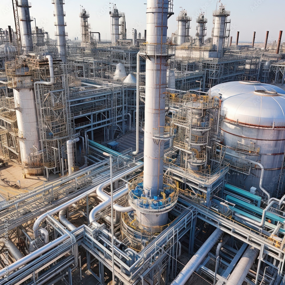 Details of industrial oil refinery plant. industrial machinery and ...