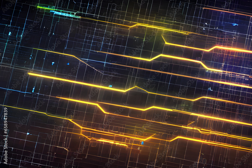 Abstract tech electronic virtual theme background with floating digital ...